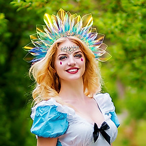 Farochy Headbands - LED Glow Headband with Face Jewels. One size fits all, 3 flashing modes. Premium material, widely used for parties, weddings, and photography.