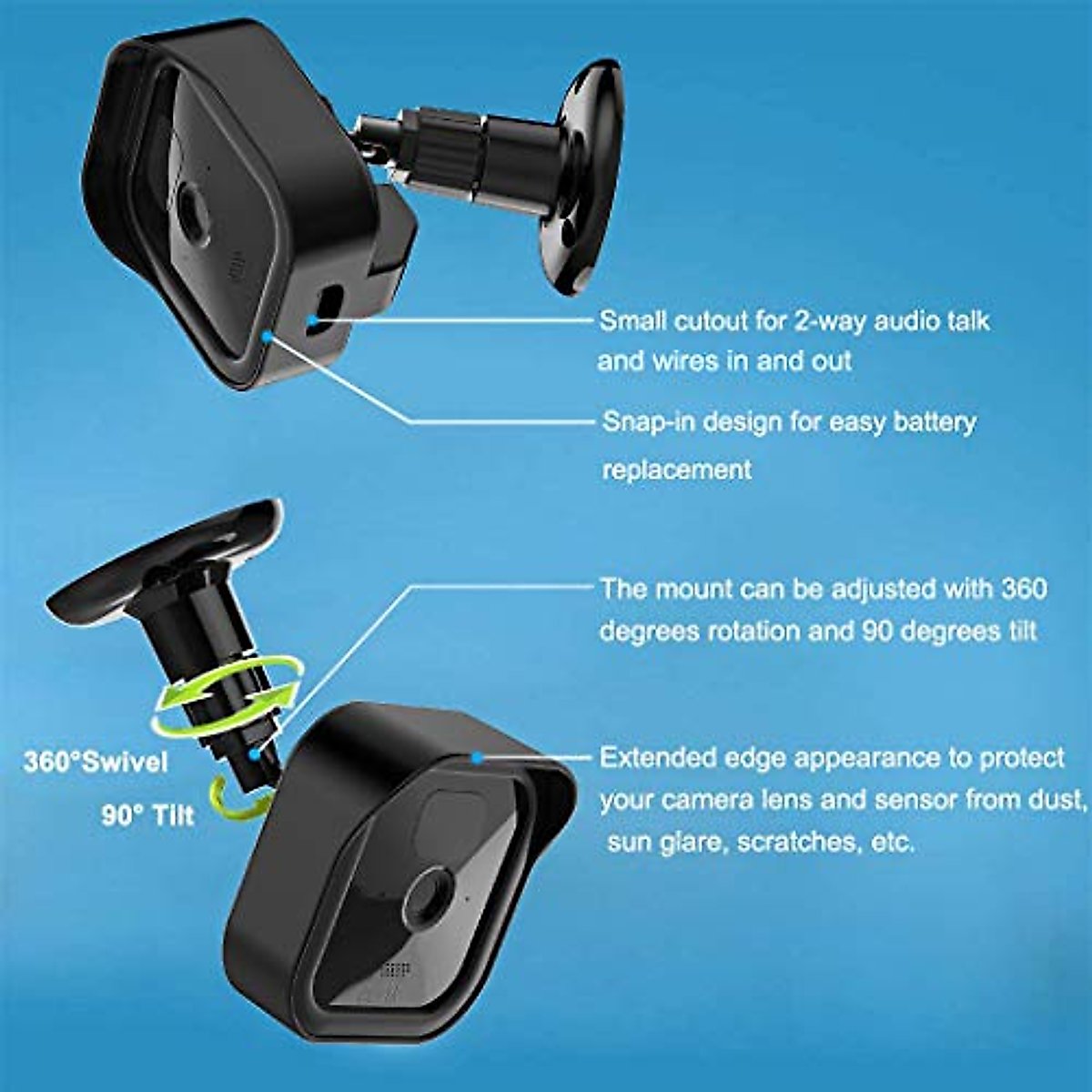All-New Blink Outdoor Camera Surveillance Mount, 3 Pack Weatherproof Protective Housing and 360 Degree Adjustable Mount with Sync Module 2 Mount for Blink Outdoor (Blink Camera are Not Included)