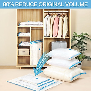 8 Pack Large Vacuum Storage Bags, Space Saver Vacuum Bags, Large Vacuum Seal Bags For Clothing, Clothes, Pillows, Comforters, Blankets, Bedding with Hand Pump