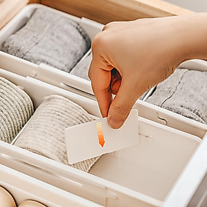 DIMJ Drawer Organizers, Expandable Desk Drawer Organizer Plastic Storage Bins, Dresser Organizer for Nursery，Bathroom, Kitchen, Makeup, Office, White, 4 Pack，2L,2M