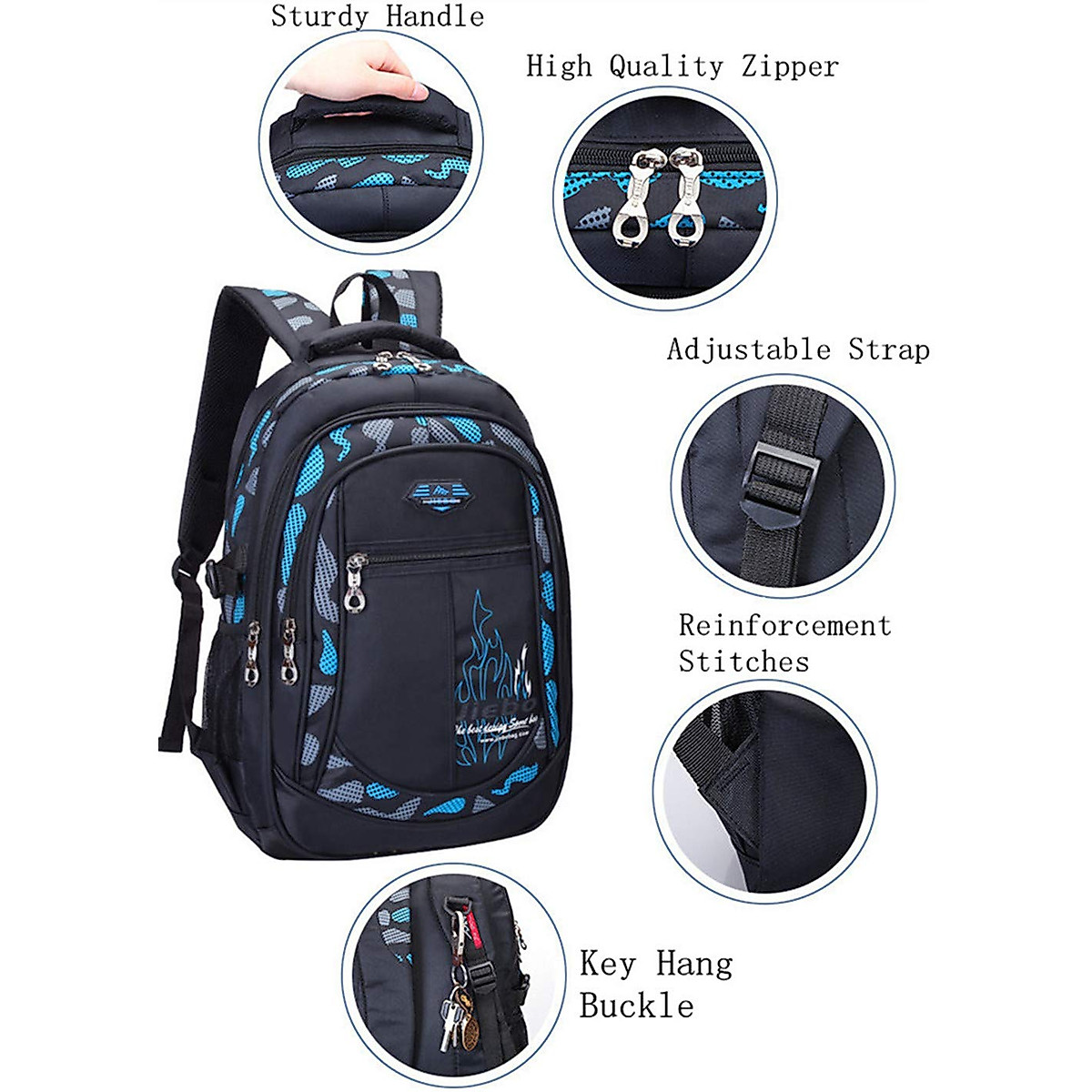 AIPEN Backpack for Boy Student Kid Waterproof Durable Elementary Middle Casual Bookbag, B-green, One_Size