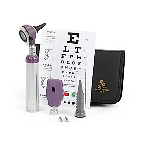 Zyrev Otoscope Oph Multi-Function Set - Otoscope/Opthalmoscope for Ear & Eye Examination - with Portable Carry Case, Sight Chart, Replacement Tips (Purple)
