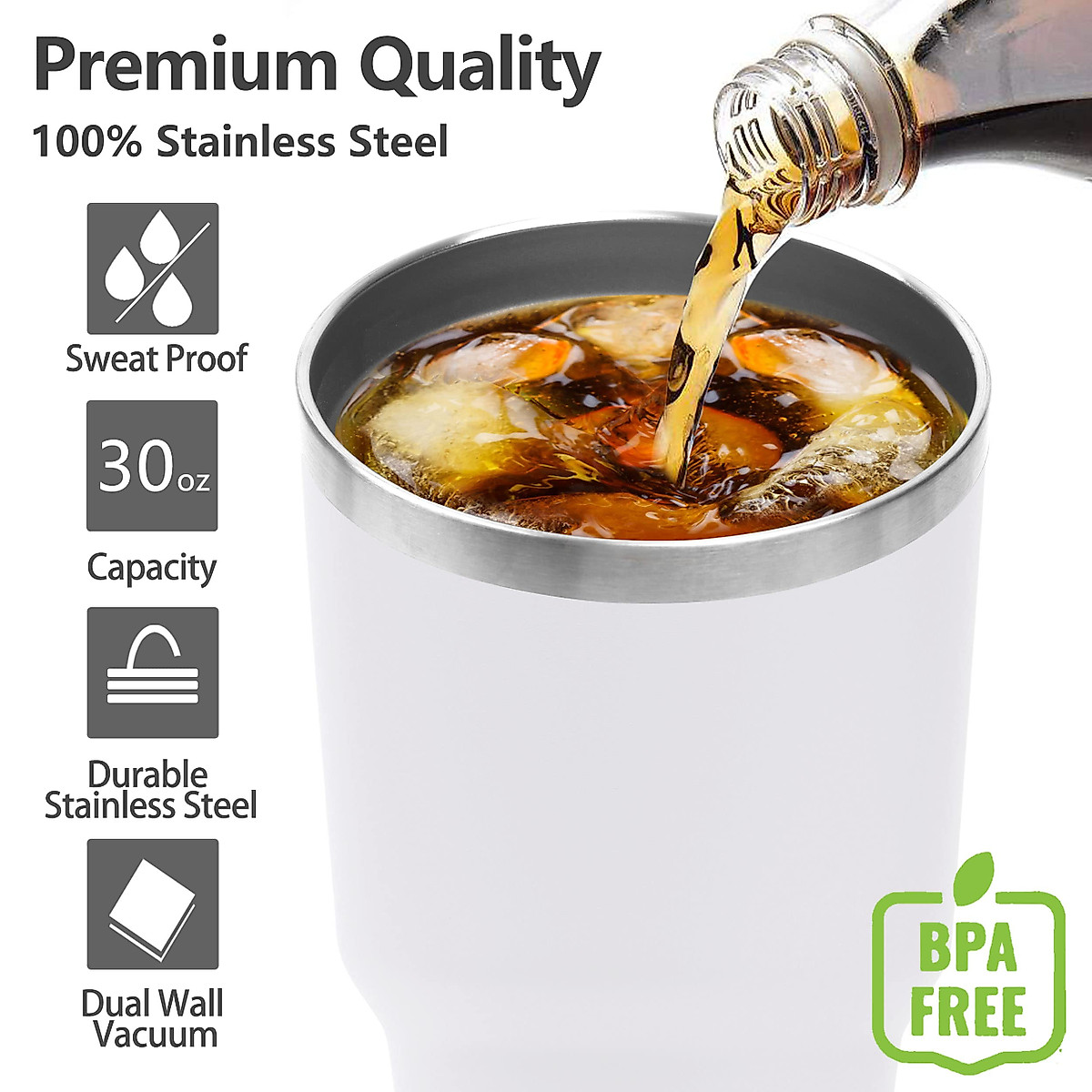 Toopify 30 oz Stainless Steel Insulated Tumbler Travel Mug with Straw Slider Lid, Cleaning Brush, Double Wall Vacuum