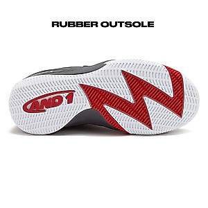 AND1 Takeoff 3.0 Girls & Boys Basketball Shoes, Boys High Top Sneakers - Black/Dark Grey/Red, 6 Big Kid