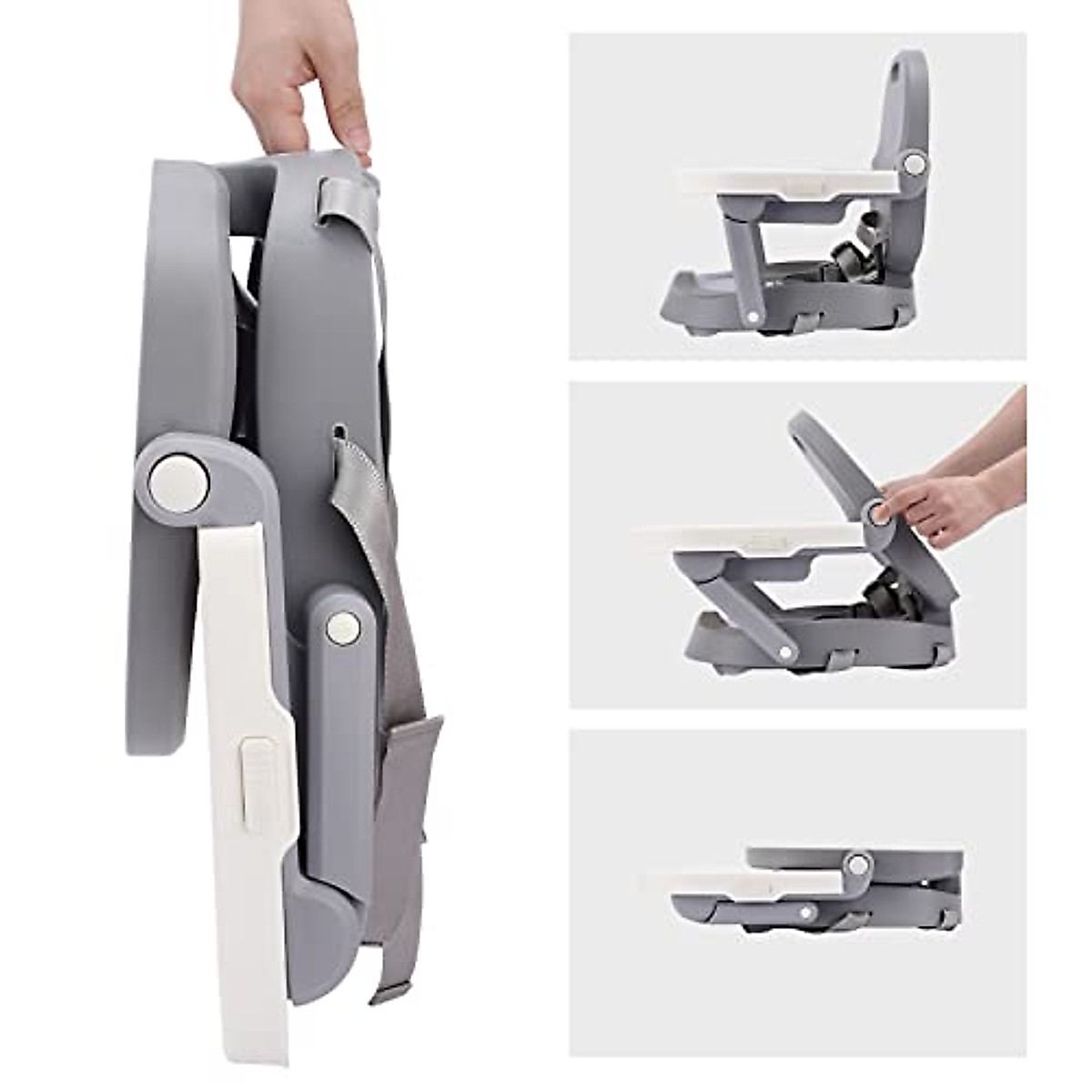 Bebamour Baby Booster Seat Grow with Pocket Snack Booster Seat for Dining Table with Removable Tray(Grey)