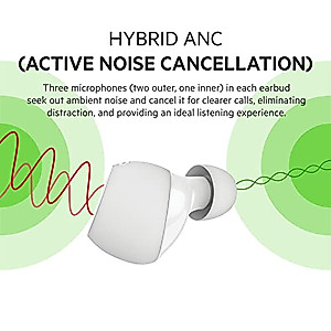 Belkin SOUNDFORM Immerse Noise Cancelling Earbuds, True Wireless Earbuds with Hybrid ANC, Wireless Charging, IPX5 Sweat and Water Resistant, Apple Find My for iPhone, Galaxy, Pixel and More - White