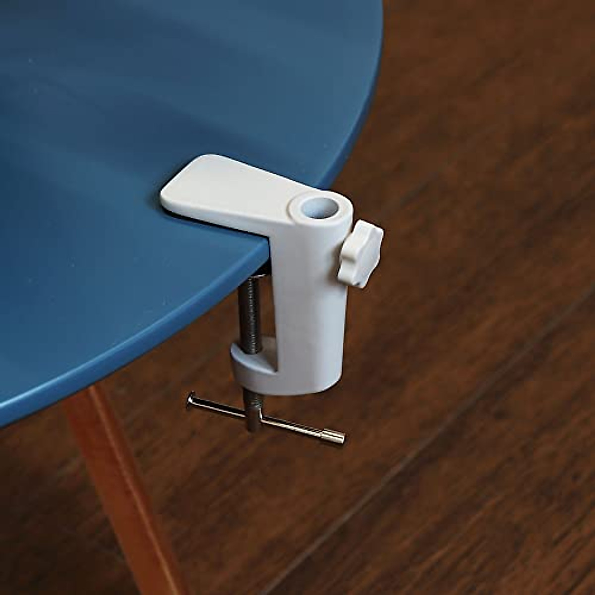 RTNLIT Universal C Shape Table Mounting Clamp for Microphone Suspension Boom Scissor Arm Stand Holder with Adjustable Positioning Screw, Fits up to 2.16"/5.5cm Desktop Thickness-White