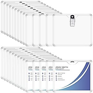 100 Pcs Clear Badge Holder Clip Name Tags Horizontal PVC ID Holders for Badges Name Badges with Clips (2.25 x 3.5 Inch)