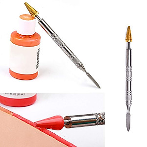 Leather Edge Dye Pen, Double Head, Leather Edge Roller Pen Applicator, Leather Edge Printing Tool, Edge Treatment Roller Pen for Leather Craft DIY Working(Round Head and Tapered Head)