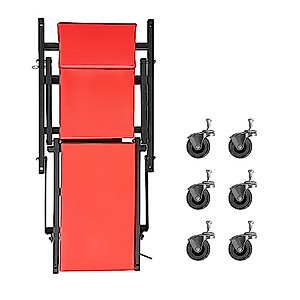 BIG RED Z-Creeper Seat,36" Foldable Creeper,2-in-1 Garage Shop Creeper for Auto Repair,36" RED,300 Lbs Capacity,with 6 Pcs Wheels,ATR6505R,Torin