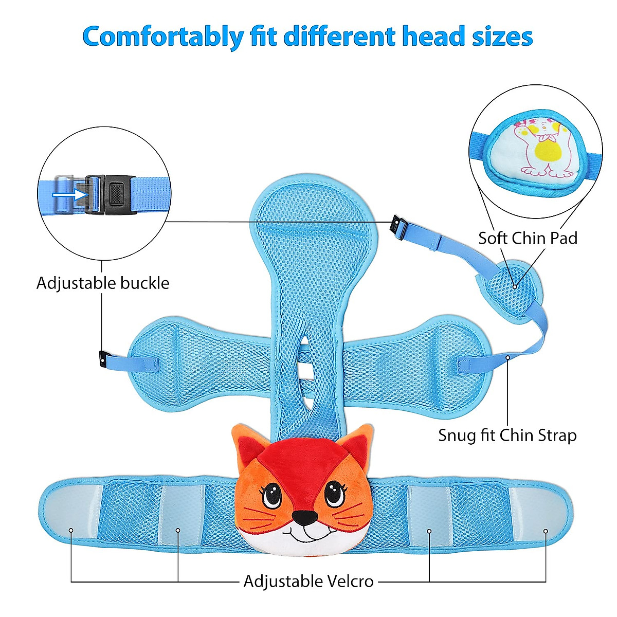 Entyle Baby Safety Helmet, Infant Toddler Adjustable Protective Hat, Head Protector for Crawling walking, Soft Headguard Infant Head Cushion for Learning to Climb and Walk (Blue Cat)