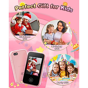 shiningstone Kids Toy Phone, Toddler Phones with MP3 Music Player, Dual Camera, Flashlight, Timer, Calculator, Habit Recorder, Kids Smart Phone for Girls and Boys 3-8 Years-Pink