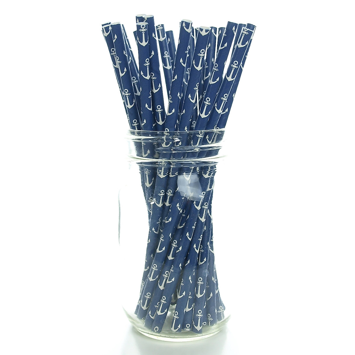 Anchor Party Straws, Sailing Anchor Paper Straws (50 Pack) - Nautical Party Supplies, Sailor Themed Birthday Party, Pirate Anchors