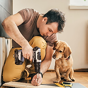 Bielmeier 20V MAX Cordless Electric Drill Set with LED Light - Electric Drill, Variable Speed, 64+1 Position, 3/8" Keyless Chuck, Flex Shaft, 28pcs Drill Bits, Battery & Charger Included