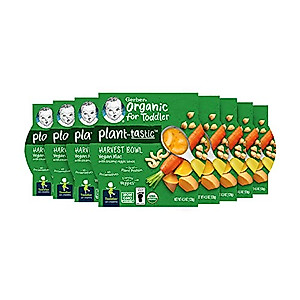 Gerber Organic Baby Food, Toddler, Plant-tastic, Harvest Bowl, Vegan Mac, 4.5 oz (Pack of 8)