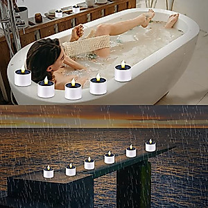 CXMYKE 8pcs Reusable Solar Tea Lights Outdoor Waterproof - Rechargeable LED Tealight Candles with Dusk to Dawn Light Sensor - Great for Lantern, Garden Camping and Home Decor, 2.3”H × 2.3”D