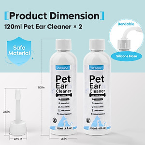 OBSEDE Dog & Cat Ear Cleaner - Dog Ear Cleaning Solution Naturally Reduce Dirt Wax Buildup Clear Ear Drops Wash Gently Soothing Odor Control Easy to Use Pet Supplies Fresh Scent, 8 oz