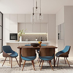 SIMPLIHOME Malden Dining Chair in Blue Linen Look Fabric, 22.8" W x 20.9" D x 30.9" H, Mid-Century Modern Wood Back Chair for Dining Room