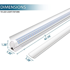 Barrina LED Shop Light 4FT, 40W 5000LM 6500K, Clear Cover Hanging led Light Fixture, Linkable LED Tube Lights, V Shape LED Ceiling Lights for Garage, Warehouse, Workshop, 6 Pack