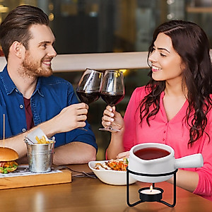 Yungyan 35 Pcs Butter Warmers for Seafood 5 Pcs Ceramic Cheese Warmer Mini Simmer Pot with 25 Pcs Tealight Candles and 5 Pcs Stand for Sauce Melting Chocolate Cheese Dishwasher Microwave Oven Safe