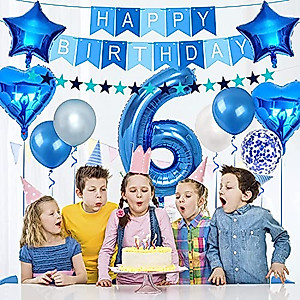 Number 6 balloon Blue, Number 6 Balloon 40 inch for 6th Birthday Party