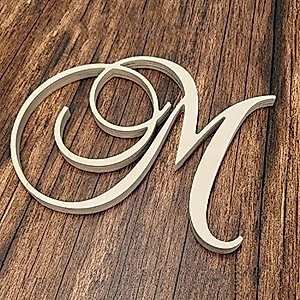 Precision Cut Unfinished Wood Script Monogram Letter - Back40Life