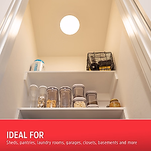 Energizer LED Ceiling Fixture, Battery Operated, Wall Switch Remote, Wireless, 300 Lumens, Up to 50 ft Remote Control, Perfect for Laundry Room, Garage, Closets and More, 58823-T1