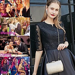 BENCOMOM Women's Gold Clutch,Gold Evening Clutch Purses For Women Evening Gold Clutch Bags Shoulder Crossbody Handbags Bridal Prom Wedding Party gold Purse With Detachable Chain