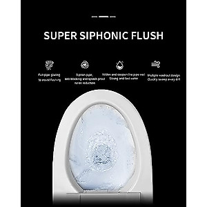 Simple Project Smart Toilet, Smart Bidet Toilet | White Tankless Toilet, Smart Toilet Seat With Remote | Elongated One Piece Toilet Bidet with Auto-flush, Drying, Self-cleaning, Foot kick sensor