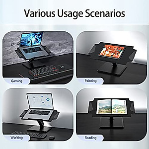 JOY worker Laptop Stand for Desk Adjustable Height, Gas Spring Laptop Holder Riser, Multi-Angle Foldable Aluminum Computer Stand for Laptop, Compatible with Laptops Up to 17 Inch, Black
