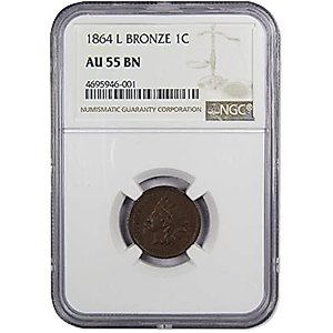 1864 L Indian Head Cent AU 55 BN NGC Penny 1c US Coin SKU:IPC7518