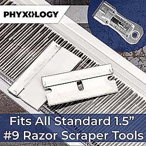 Ultra Sharp, USA-Made Steel Razor Scraper Blades Bulk 100 Pack by Phyxology Supply with Cardboard Carton Cutter Tool! Strong Single Edge 1.5 in Blade for Scrapers and Cutting Tools in a Safe Reclosable Box
