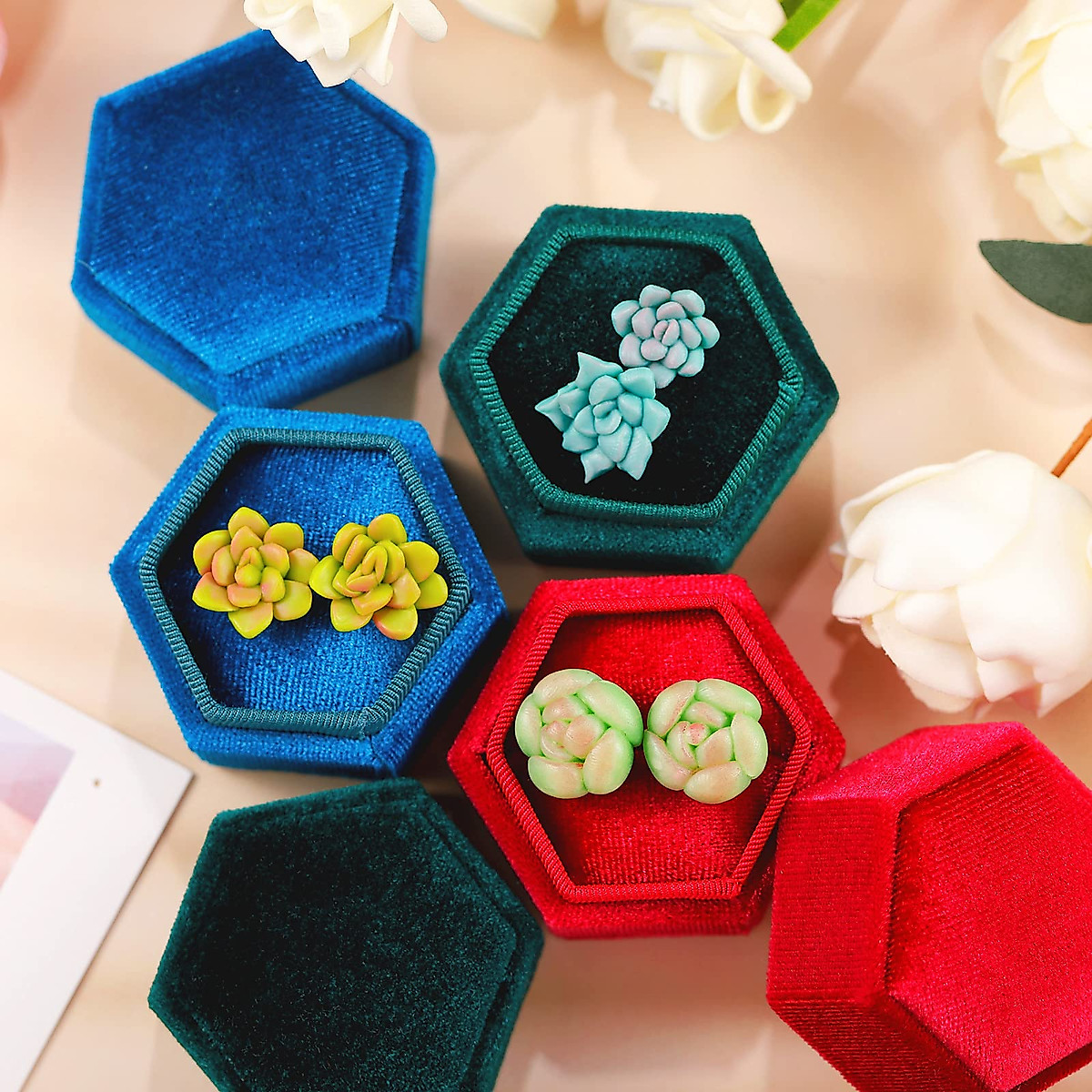 Kenning 3 Pairs Succulent Earrings Plant Earrings Handmade Succulent Jewelry Botanical Floral Stud Earrings Polymer Clay Succulent Stud Earrings Gifts for Women