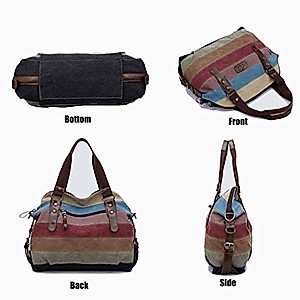 YOUNXSL Womens Shoulder Bags Canvas Hobo Handbags Multi-Color Casual Messenger Bag Top Handle Tote Crossbody Bags Stripe