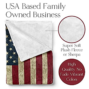 Personalized US American Flag Blanket with Stars and Stripes, Patriotic Pride USA Full Size Throw for Bed or Couch Home Decor, Red, White, and Blue America Theme, Soft and Plush (Fleece 60x80)