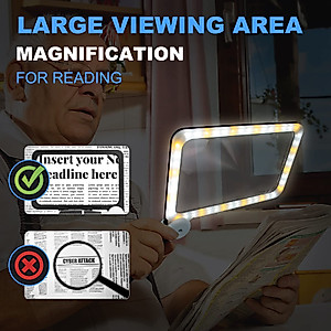 Delixike 5X Large Magnifying Glass with Bright Led,Page Magnifier with 48 Anti-Glare Dimmable LEDs,3 Color Lighting Modeds for Low Vision, Small Print, Aging Eyes and Seniors