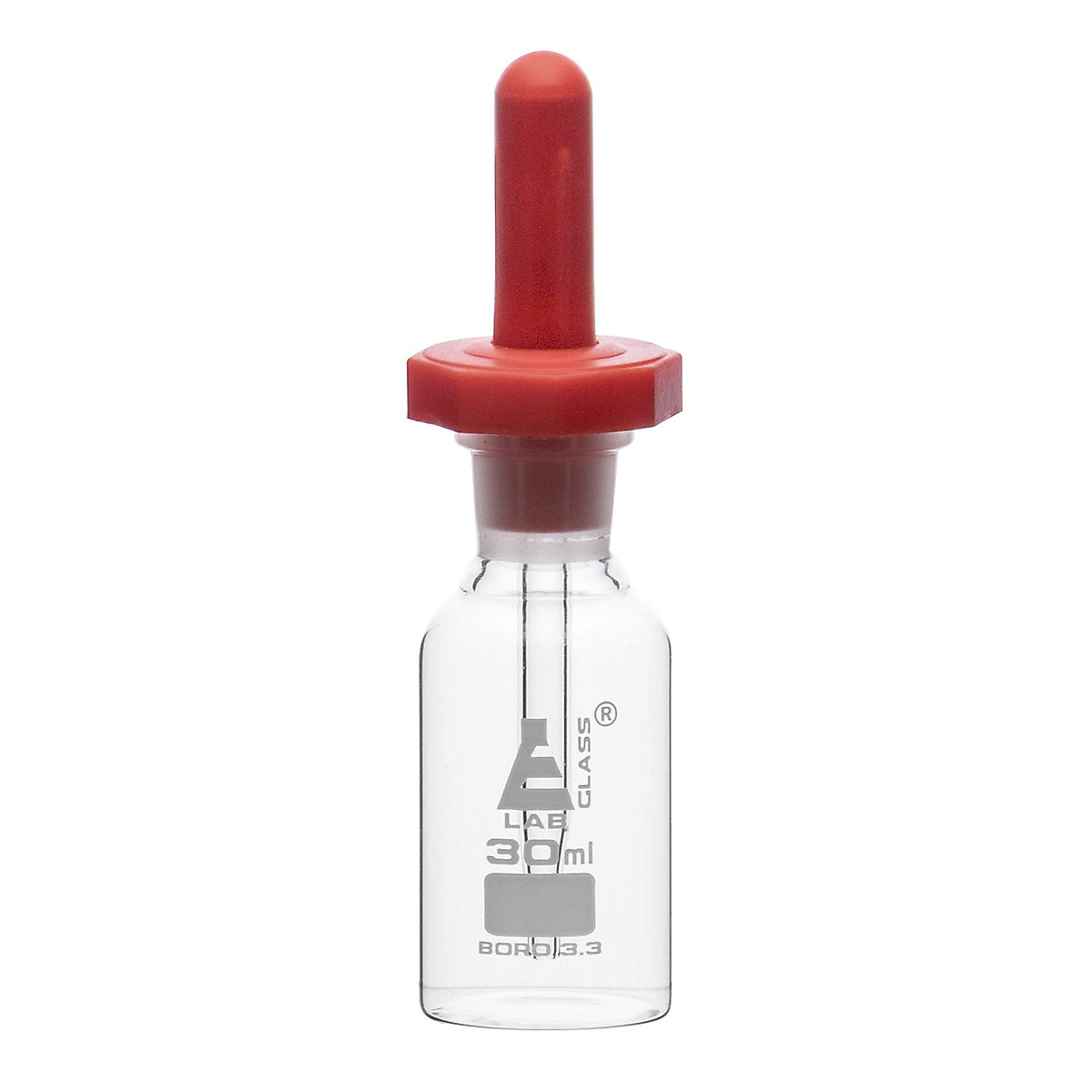 EISCO Dropping Bottle, 30ml (1oz) - Borosilicate 3.3 Glass - Eye Dropper Pipette and Dust Proof Rubber Bulb - Octagonal, Non-Screw Top