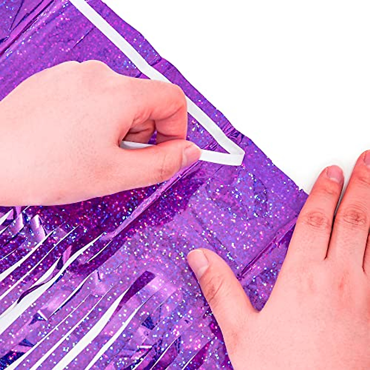 Purple Tinsel Curtain Party Backdrop - GREATRIL Foil Fringe Curtain Party Decor Photo Booth Streamers for Mermaid Birthday Euphoria Themed Party Decorations - 1m x 2.5m - Pack of 2