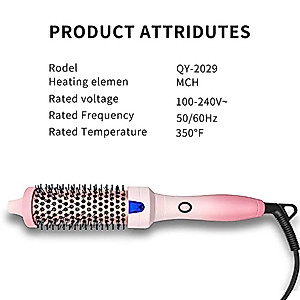 K&K 1.5 Inch Heated Curling Comb Ceramic Tourmaline Ionic Curling Iron Volumizing Brush Quick Heating Makes Hair Silky Smooth Dual Voltage Travel-Friendly Straightening Comb Round Design
