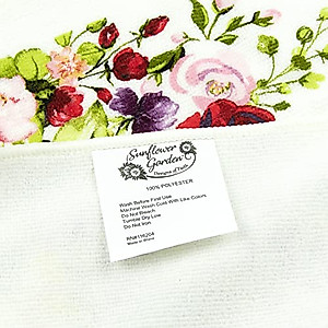 Sunflower Garden Faith, Hope, and Love Floral Hand Towels 24''x15'', Set of 6, White