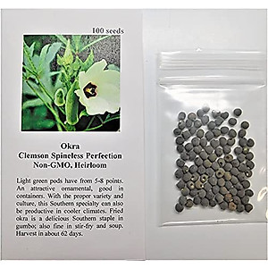 David's Garden Seeds Okra Clemson Spineless Perfection FBA-2538 (Green) 100 Non-GMO, Heirloom Seeds