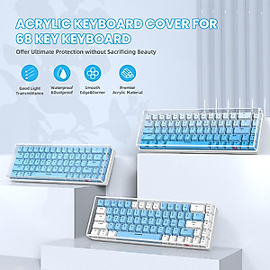 ZIYOU LANG KC02 Acrylic Clear Transparent Keyboard Cover(12.28*4*0.9’’) with Dustproof Waterproof Anti-hit Anti-cat Protective Case for 65% Small Layout 61Key 64Key 68Key Mechanical Gaming Keyboard