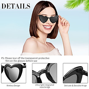 50 Pairs Heart Shaped Sunglasses Vintage Heart Sunglasses Bride Sunglasses Women's Sunglasses Retro Glasses for Wedding (Black)