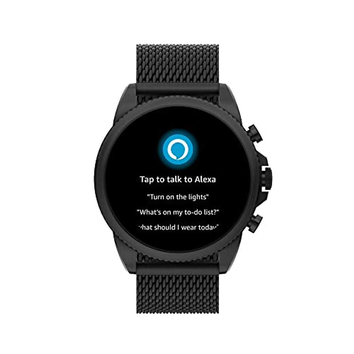 Fossil Unisex Gen 6 44mm Stainless Steel Mesh Touchscreen Smart Watch, Color: Black (Model: FTW4066V)