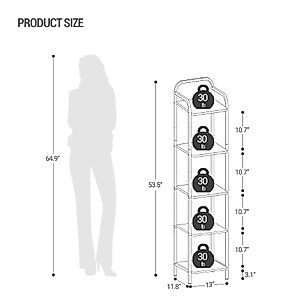 Hzuaneri Bookcase Bookshelf, Narrow Book Shelf, Industrial Corner Shelf Storage Organizer, Slim Shelving Unit for Home Office, Living Room, Bedroom, Kitchen, 5-Tier Rustic Brown and Black BC24501B