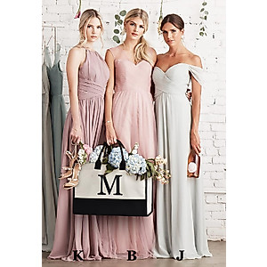 GASSDA Initial Canvas Tote Bag, Birthday Gifts For Women, Monogram Personalized Gifts For Women Mom Teachers Bridesmaids (M 3PCS)