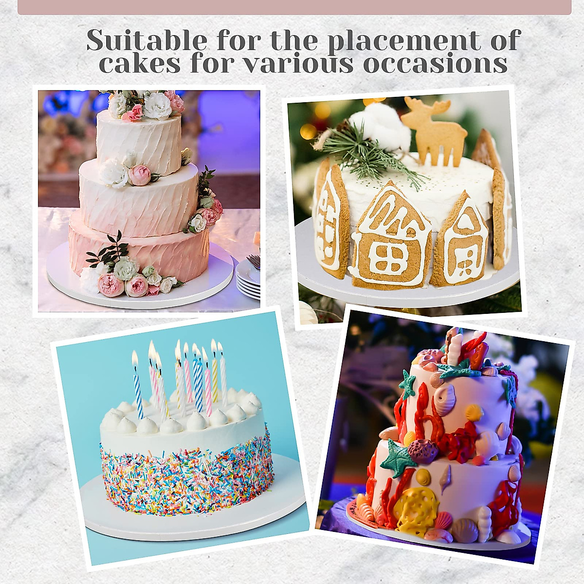 20 Pcs 12 Inch Round Cake Drums White Cakeboard 1/2 Inch Thick Circle Cake Boards Cake Base for Wedding Birthday Party Multi Tiered Cakes