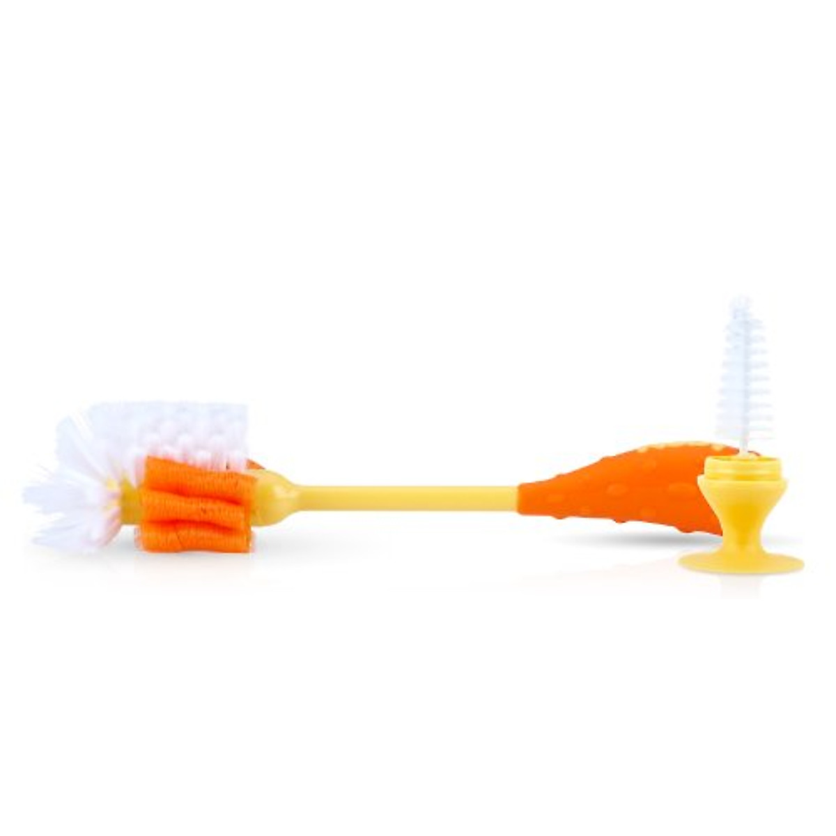 Nuby 2-in-1 Bottle and Nipple Cleaning Brush with Suction Base, Colors May Vary