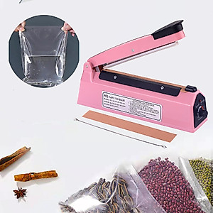Impulse Bag Sealer 8 inch, Impulse Heat Sealer, Manual Impulse Bag Sealer Poly Bag Sealing Machine Heat Seal Closer for Plastic Bags PE PP Bags
