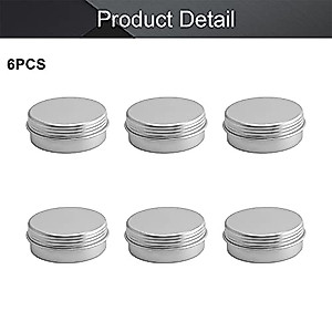 Othmro 6pcs 0.7oz Metal Round Tins Aluminum Tin Cans Containers with Screw Lid, 50 * 20mm(DxH) Silver tin cans for Salve, Spices, Lip Balm, Tea or Candies 20ml